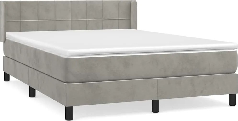 Box spring postel s matrací světle šedá 140x190 cm samet 3130955