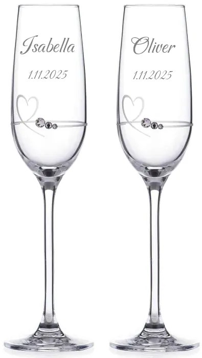 Dekorant Svatební sklenice na šampaňské Petit Heart s krystaly Swarovski 150 ml 2KS
