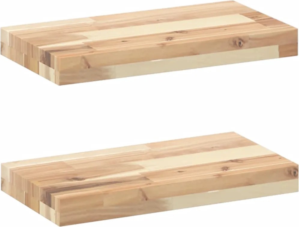 Plovoucí police 2 ks 60 x 20 x 4 cm neošetřené akáciové dřevo 3279420