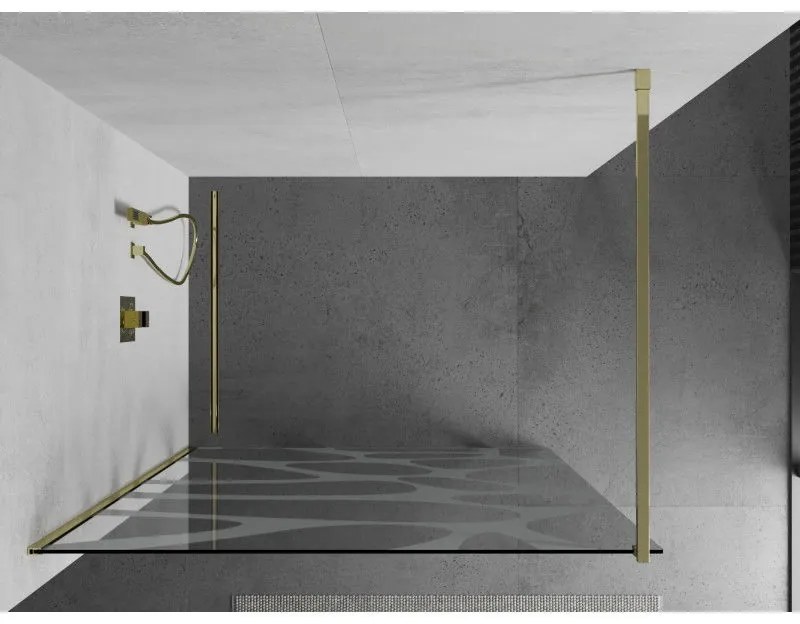 Mexen Kioto sprchová zástěna 90x200 cm 8 mm, zlaté, bílé provedení, 800-090-101-50-97