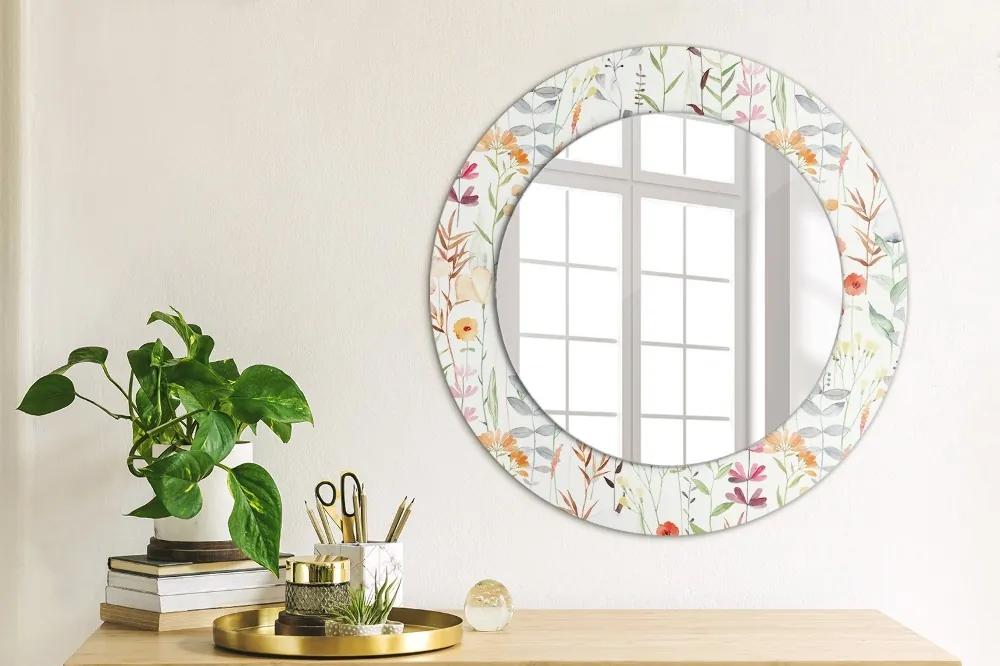Kulaté zrcadlo tištěný rám Divoké květiny fi 50 cm