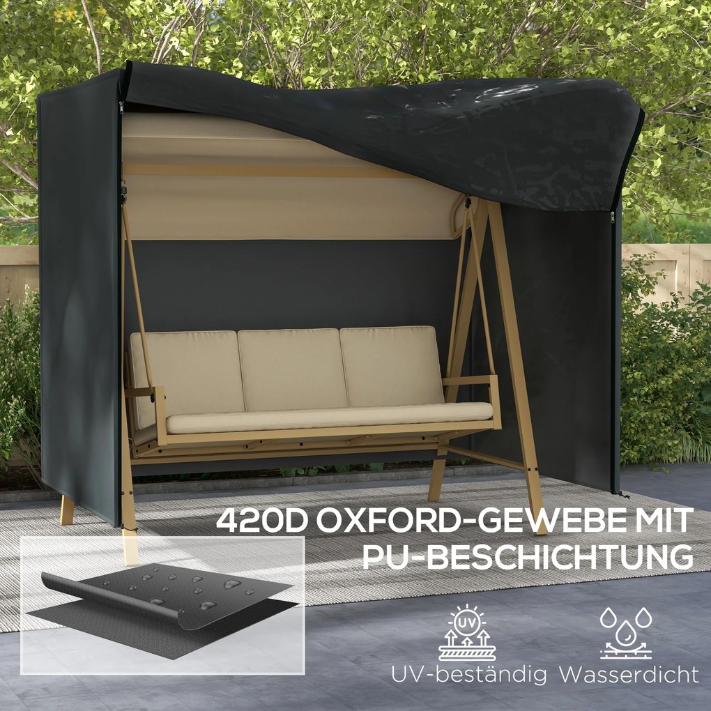 Outsunny Hollywoodský kryt na houpačku Vodotěsný ochranný kryt na zahradní houpačku s UV ochranou Oxford černý 220 x 125 x 172 cm