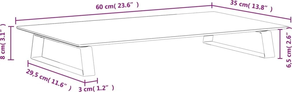 vidaXL Stojan na monitor 60 x 35 x 8 cm tvrzené sklo a kov [374220] Barva: Černá