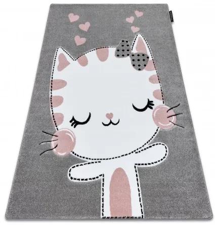 Dětský kusový koberec PETIT Kočička šedý Rozměr: 140x190 cm