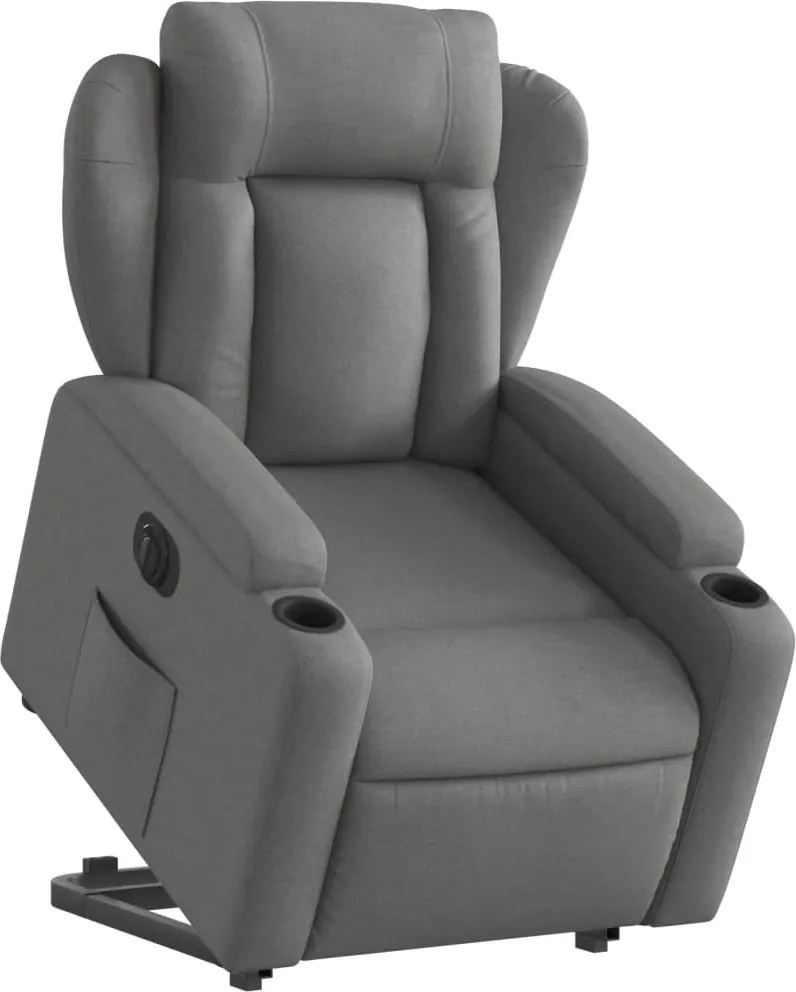 Elektrické zvedací polohovací křeslo tmavě šedé textil 3204507