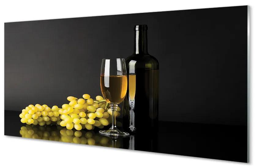 Obraz na skle Láhev vína ovoce 140x70 cm