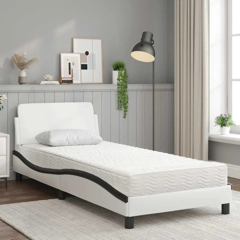 Postel s matrací Dover bílá a černá 80 x 200 cm umělá kůže 3208303