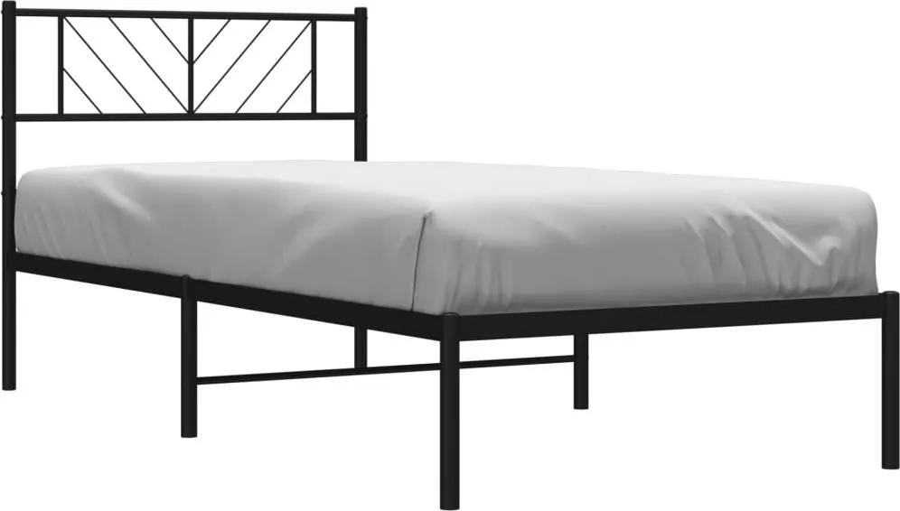 vidaXL Kovový rám postele s čelem 107 x 203 cm [372175] Barva: Černá