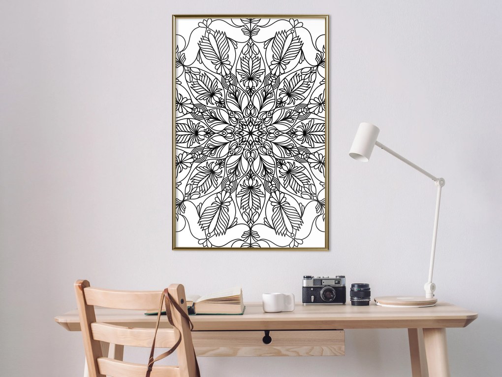 Artgeist Plakát černobílá mandala Velikosti (šířkaxvýška): 40x60, Finální vzhled: Bílý rám