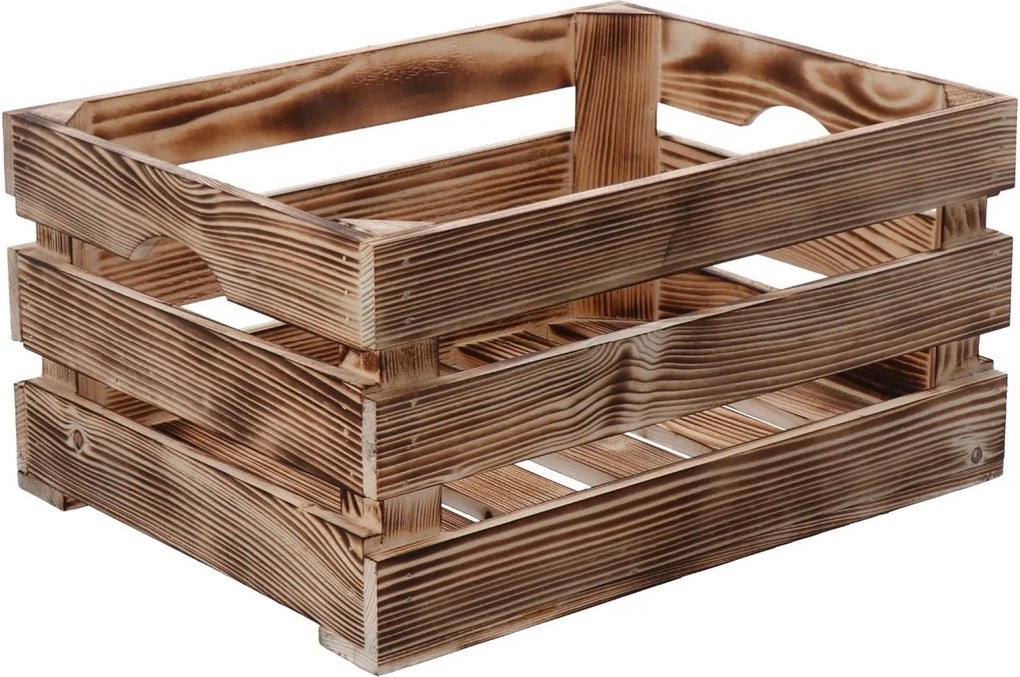 Dřevobox Opálená dřevěná bedýnka 40 x 30 x 20 cm