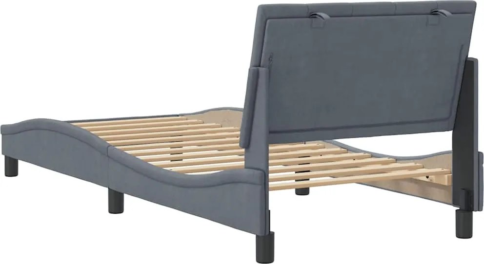 Rám postele bez matrace Hanko tmavě šedá 90 x 190 cm samet 3207820