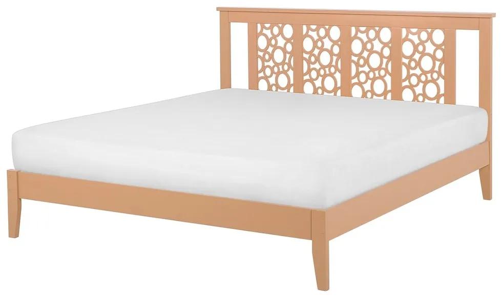 Světle hnědá dekorativní dřevěná postel 160x200 cm - CAEN