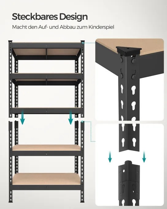 Regál 75x155x30 cm GLR300B01 černý
