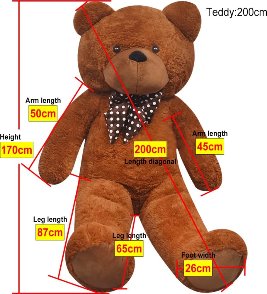 vidaXL Plyšový medvěd hračka 170 cm [80145] Barva: Hnědá