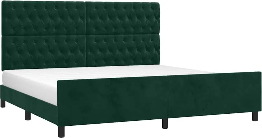 Rám postele bez matrace tmavě zelená 200 x 200 cm samet 3125961