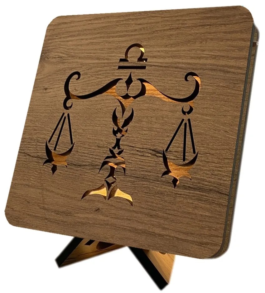 Li-Go Znamení "Váhy" lampa 19x19cm provedení povrchu: dub světlý
