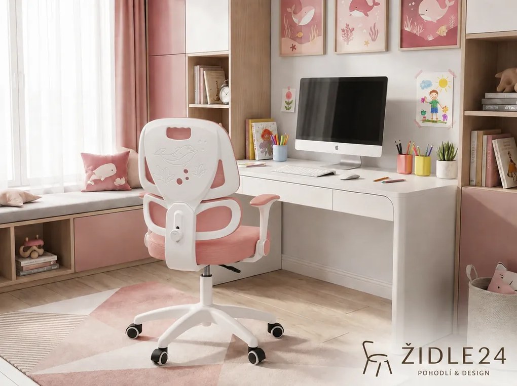 Dětská rostoucí židle PROKID - růžová síťovina