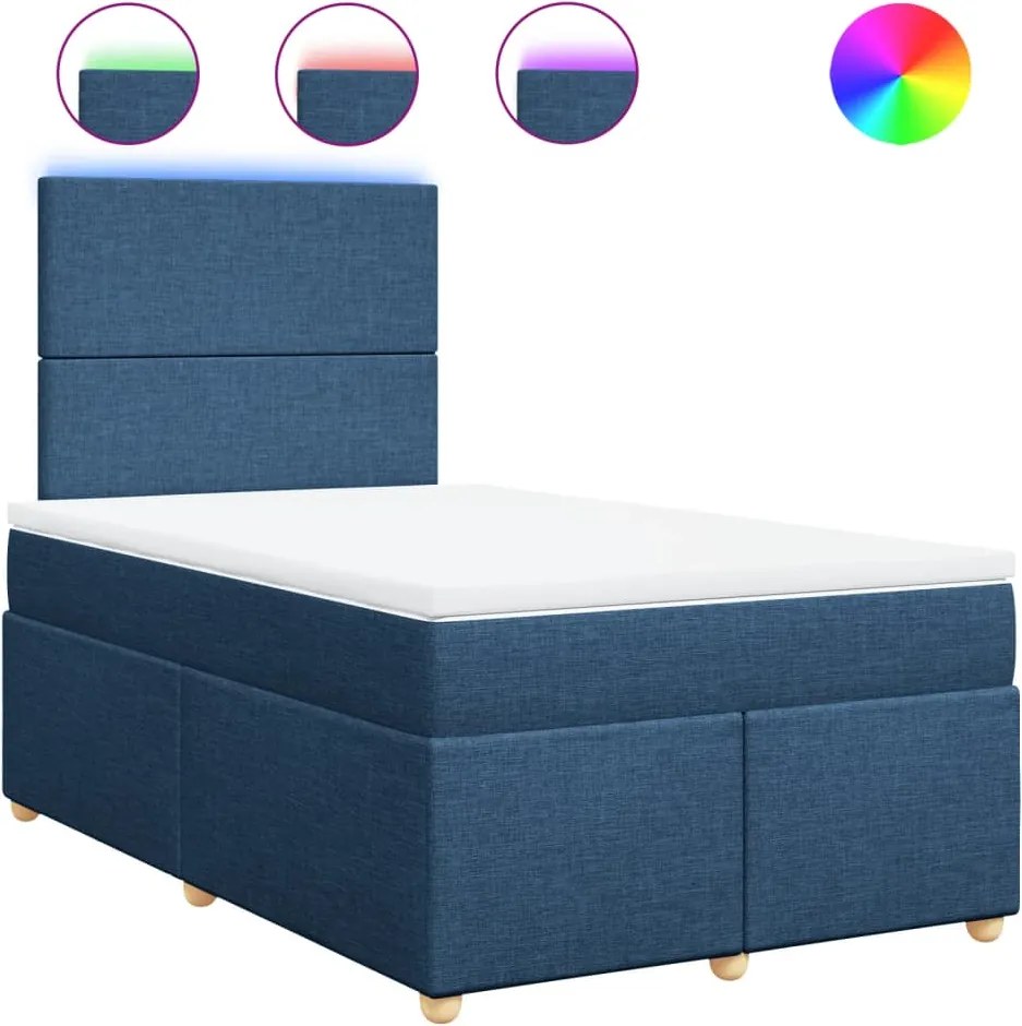 Box spring postel s matrací modrá 120x200 cm textil 3293546