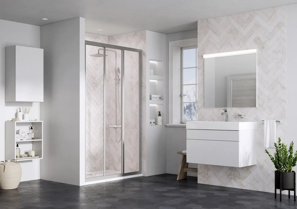 Ravak Supernova sprchové dveře trojdílné ASDP3-90 x 198 cm satin+transparent 00V70UR2Z1