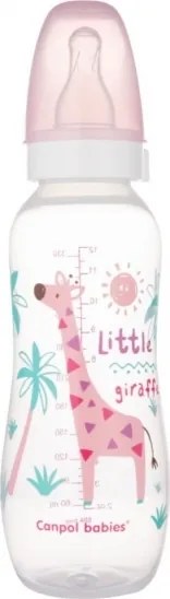 Canpol babies Lahvička s potiskem Žirafka 250 ml, růžová