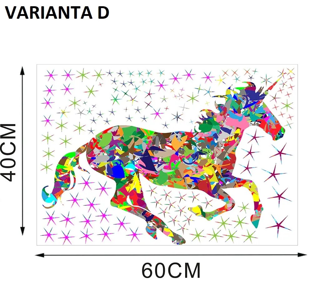 Samolepky na zeď - jednorožci, více variant Varianta: Varianta D