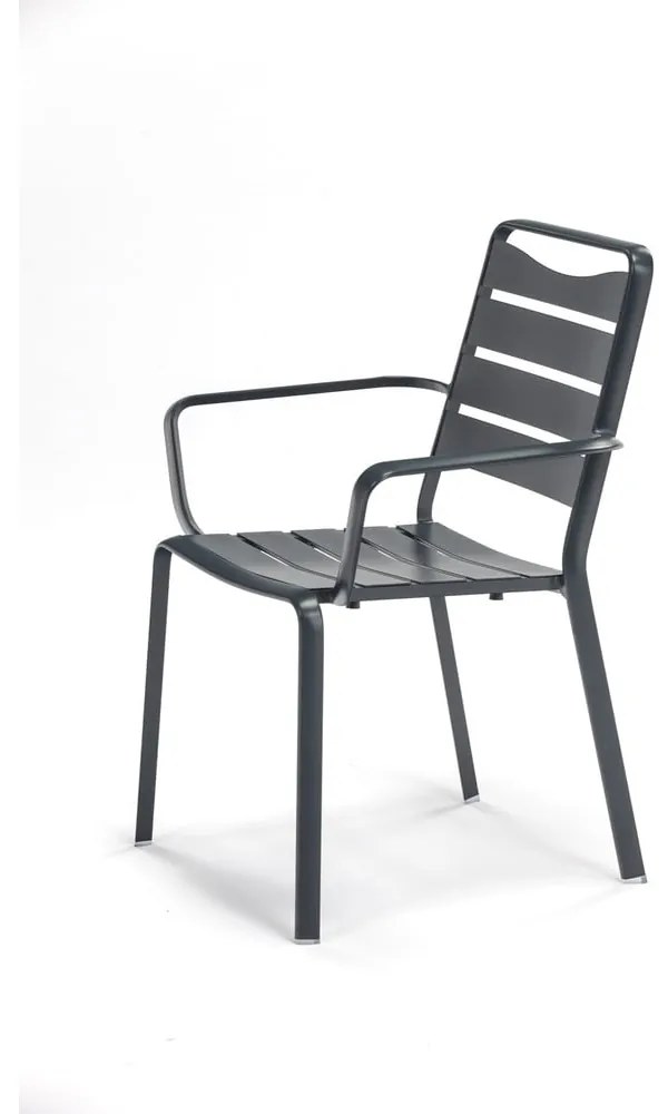 Sada 4 šedých zahradních hliníkových stohovatelných židlí s područkami Ezeis Spring