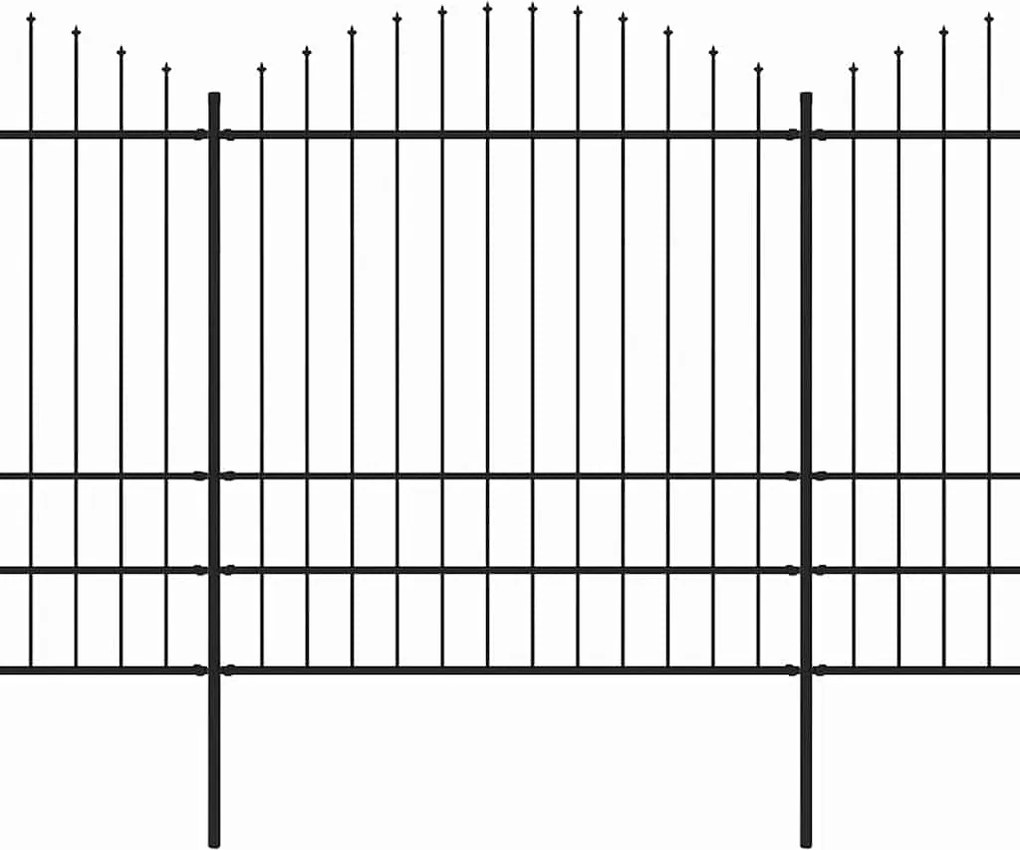 Zahradní plot s kopím nahoře ocelový 504 x 200 cm černý 277750