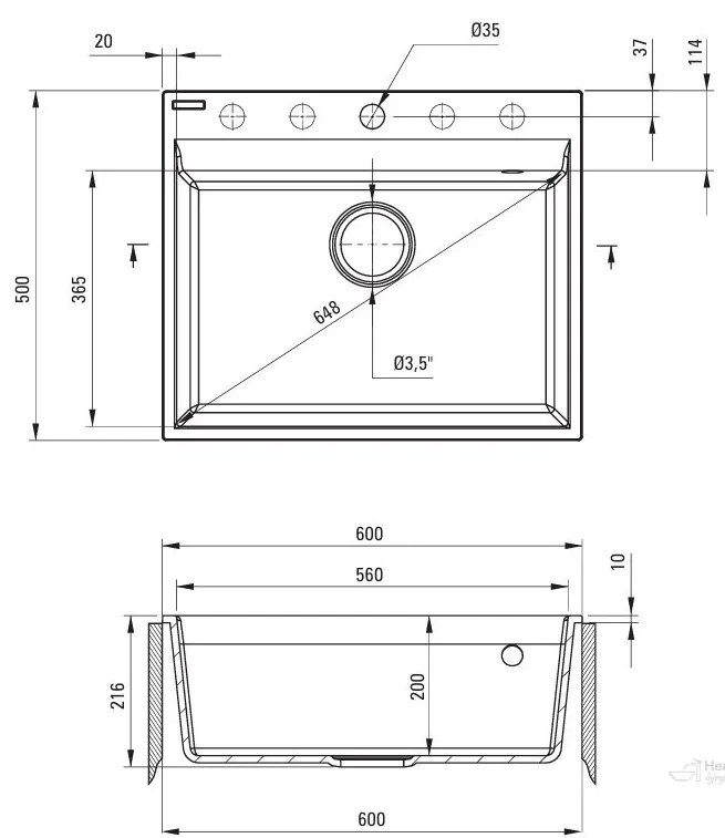 Deante Granite sink, 1-bowl