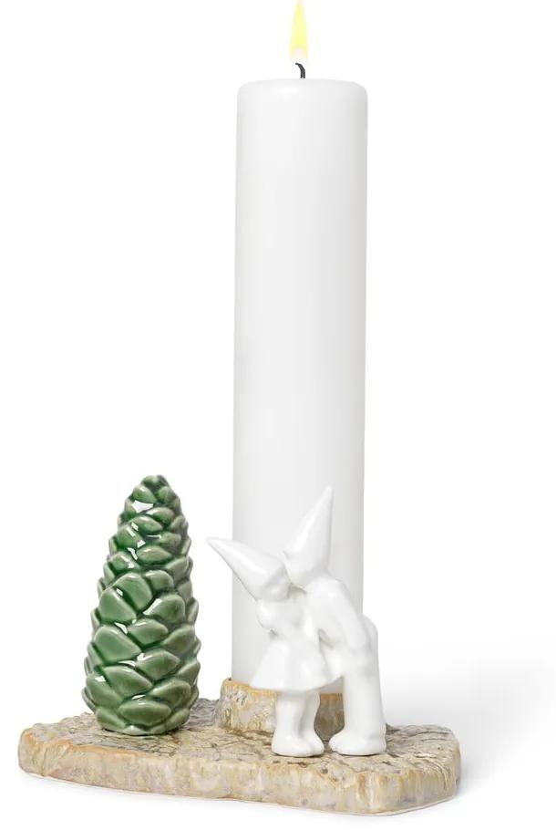 Vánoční kameninový svícen Kähler Design Christmas Kiss, délka 17 cm