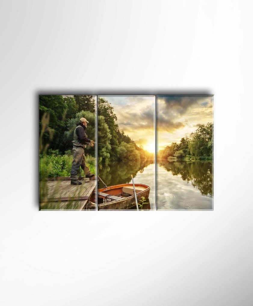 Malvis ® Obraz Rybář s prutem ROZMĚR (šířka x výška): pětidílný obdélník 200x90 cm