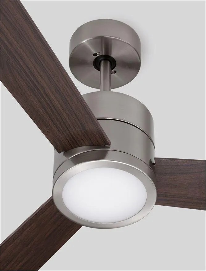 NV 9952345 Stropní ventilátor AXEL nerez hliník a listy z teakového dřeva a ořechu - NOVA LUCE