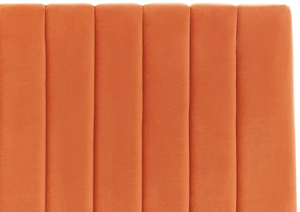 Sametová postel s úložným prostorem 140 x 200 cm oranžová VION Beliani