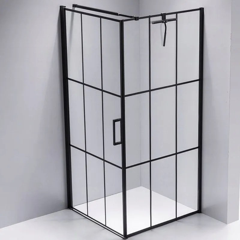 BPS-koupelny Čtvercový sprchový kout HYD-SK13B 90x90 černá/transparent - bez vaničky