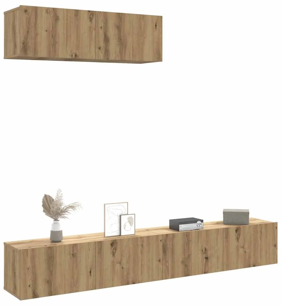 Nástěnné TV skříňky 4 ks dub artisan 100x30x30 cm kompozit 3329008