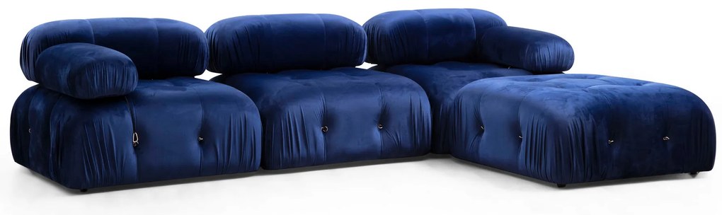 Hanah Home Čtyřmístná pohovka s pufem BUBBLE modrá 288 cm