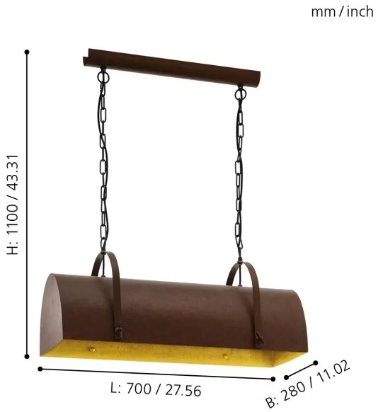 Eglo 49687 - Lustr na řetězu DEERHURST 2xE27/60W/230V