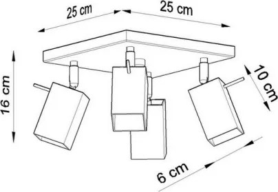 Stropní bodové svítidlo SOLLUX Merida 4 GU10 4x40W bez zdroje SL.0102 černá