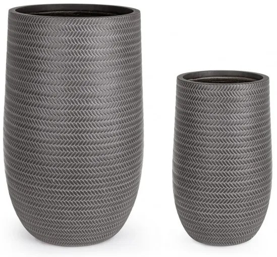 BIZZOTTO set 2 venkovních květináčů TRESSAGE šedá 0790649