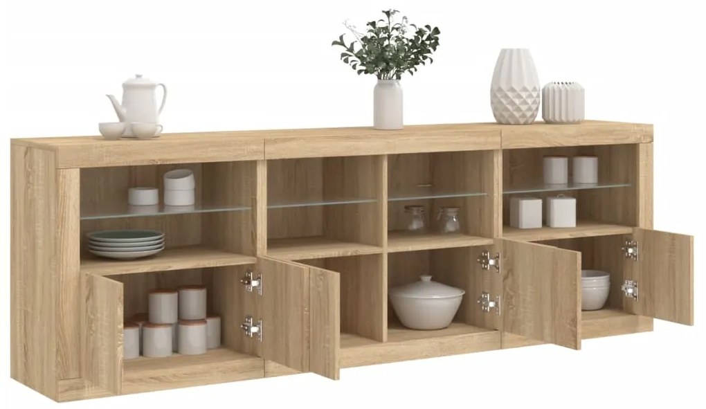 Příborník s LED osvětlením dub sonoma 202 x 37 x 67 cm 3209011