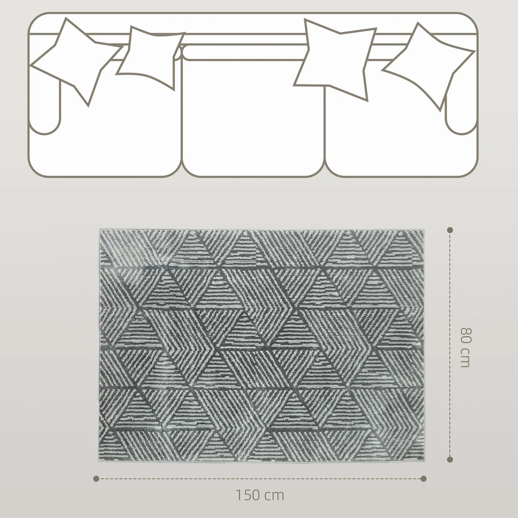 HOMCOM Krátkosrstý koberec do obývacího pokoje v moderním stylu, pratelný koberec, koberec do obývacího pokoje, ložnice, 150 x 80 cm Tmavě šedý