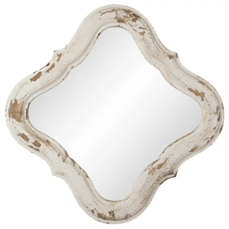 Nástěnné zrcadlo v bílo hnědém dřevěném rámu – 59x2x59 cm