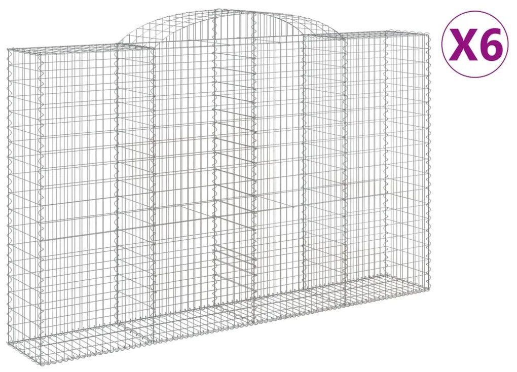 vidaXL Klenuté gabionové koše 6 ks 300x50x180/200cm pozinkované železo