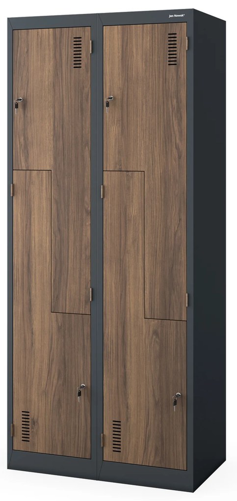 Kovová skříň JULIA, 800 x 1850 x 450 mm, Eco Design: antracitová/ ořech