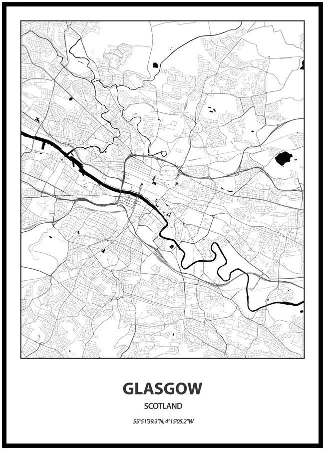 Plakát Mapa města (více variant měst) Rozměr plakátu: 30 x 40 cm, Město: Warsaw