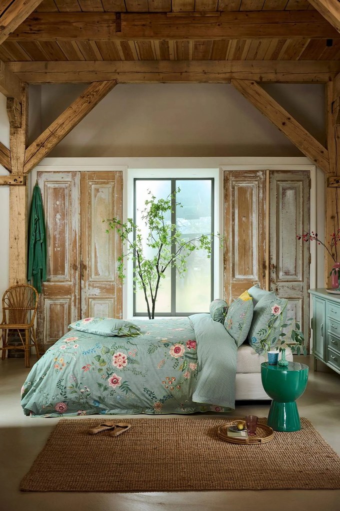 Pip Studio perkálové povlečení Everbloom Green - 140 x 200 + 70x90 (Oboustranné povlečení z bavlněného perkálu )