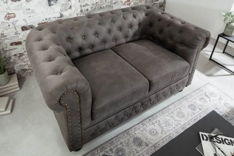 Pohovka Chesterfield II 2místná 150cm vintage šedá taupe / 40518