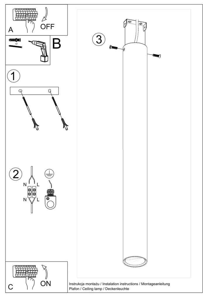 Stropní svítidlo Lagos, 1x černé kovové stínítko, (60 cm)