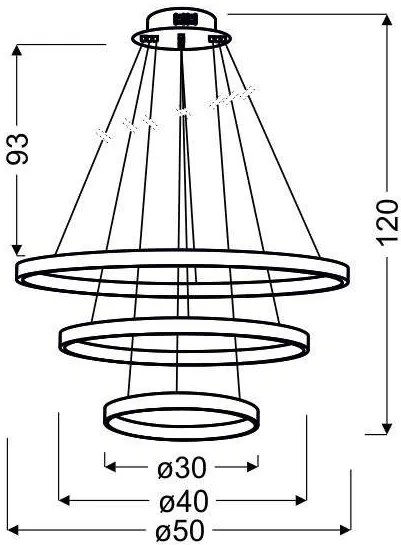 Chromové závěsné LED svítidlo Lune kulaté 50cm 60W  - Candellux