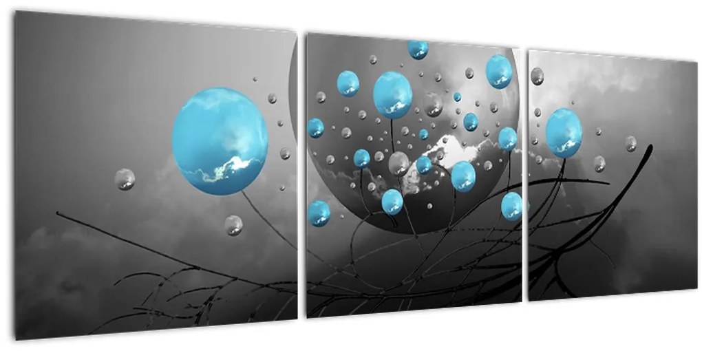 Obraz - světle modré abstraktní koule (120x40 cm), 40 dalších rozměrů