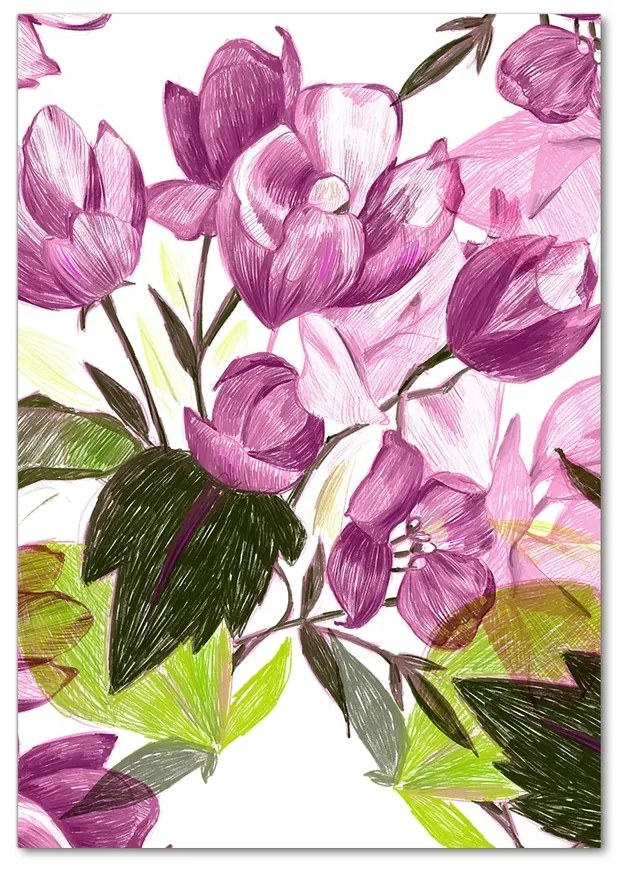 Wallmuralia Foto obraz skleněný svislý Fialové květiny 70x100 cm